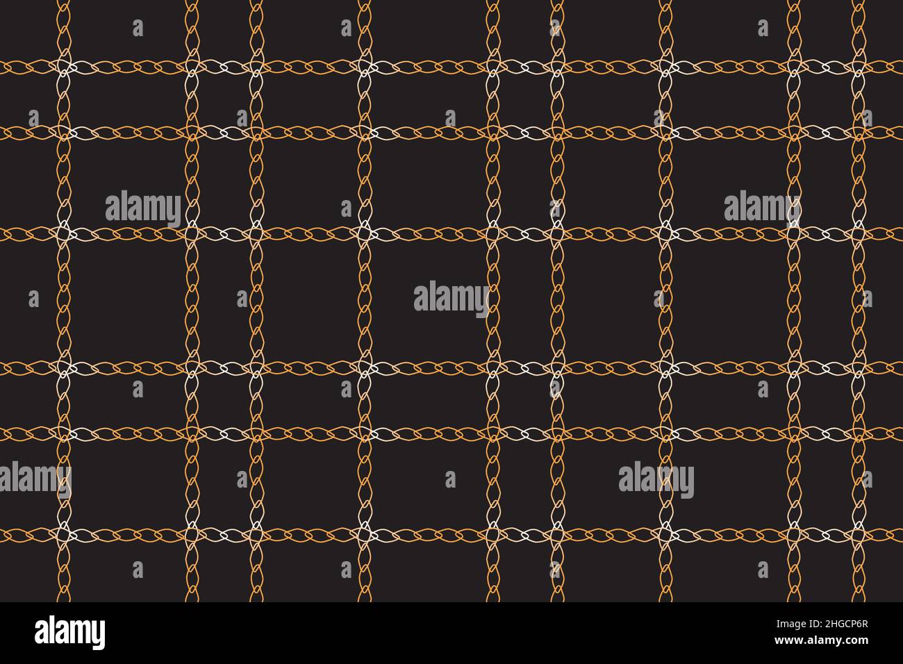 Chain Check Grid seamless pattern. Orange white Gradient color. Black ...