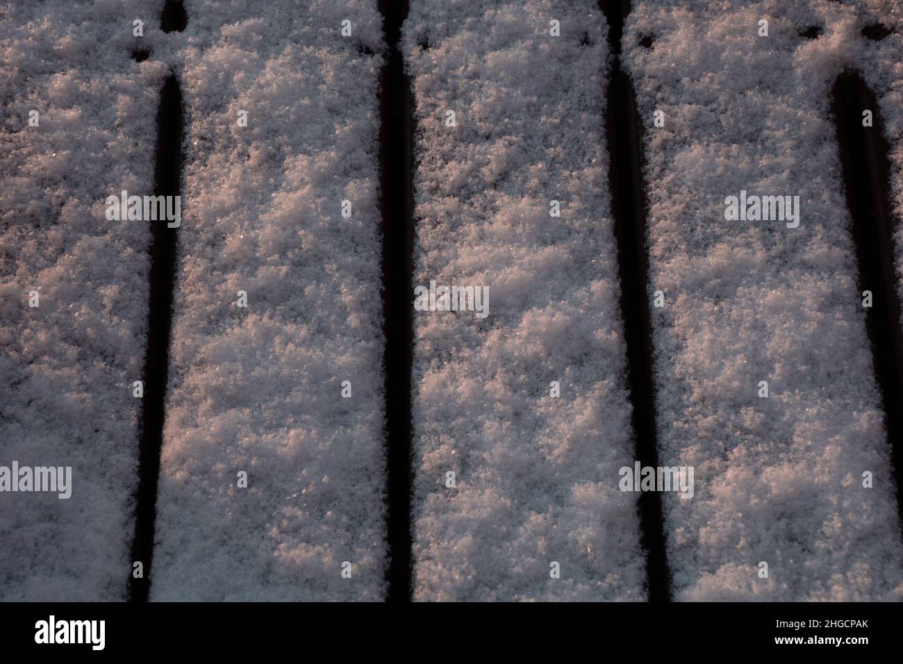 fresh snow on the terrace dark board part of outdoor terrace Stock ...