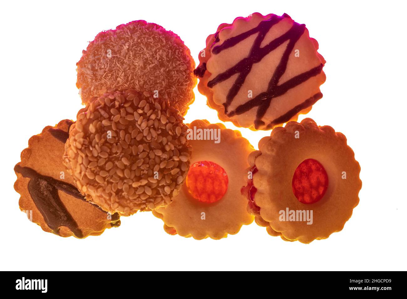 Jam, cocoa and sesame pastry Stock Photo - Alamy