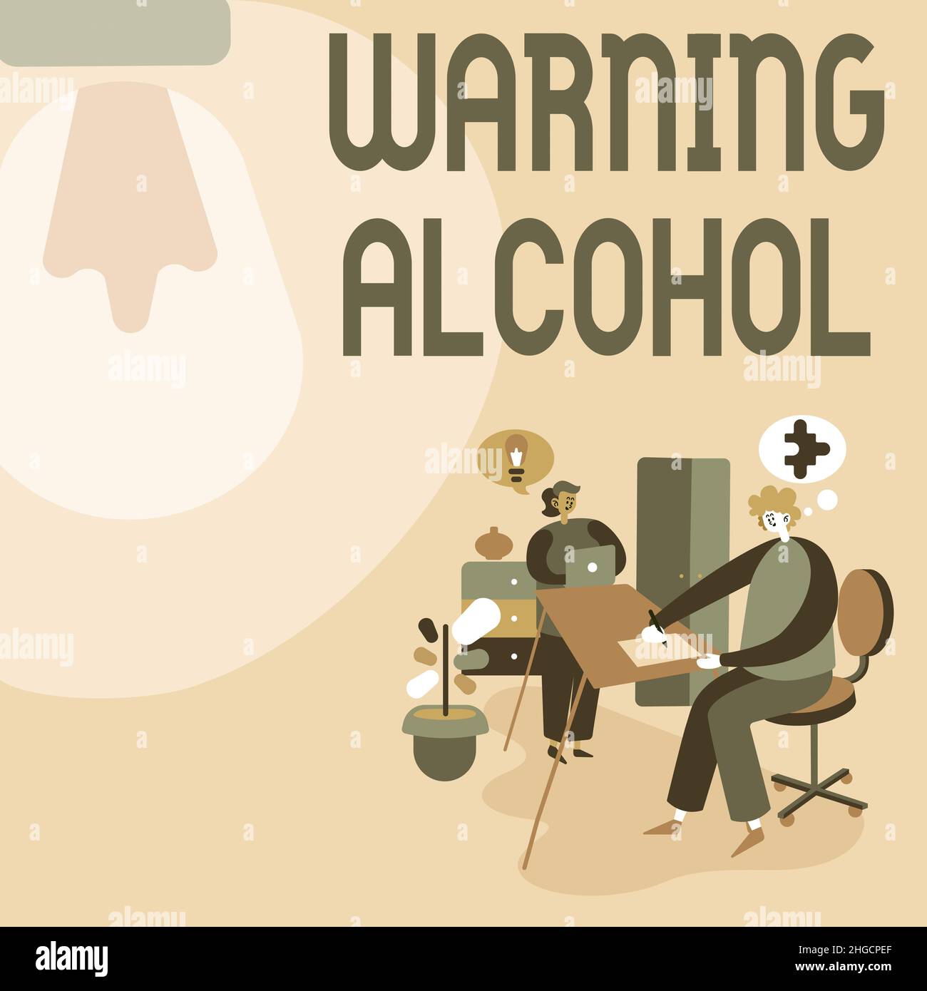Text sign showing Warning Alcohol. Word Written on messages appear on ...