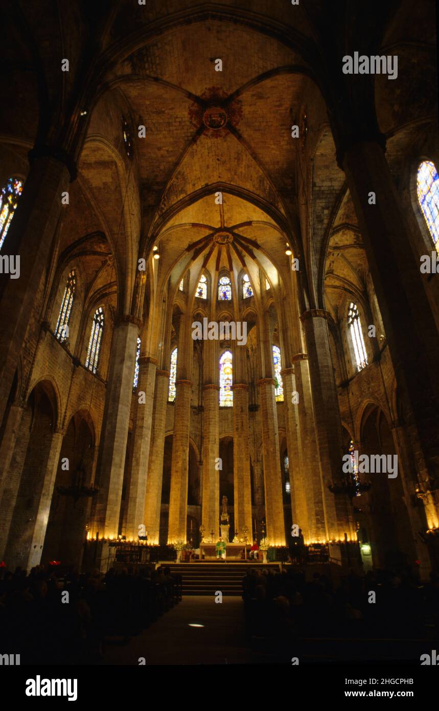 Spain Barcelona Santa Maria del Mar church bario el Born Stock Photo ...