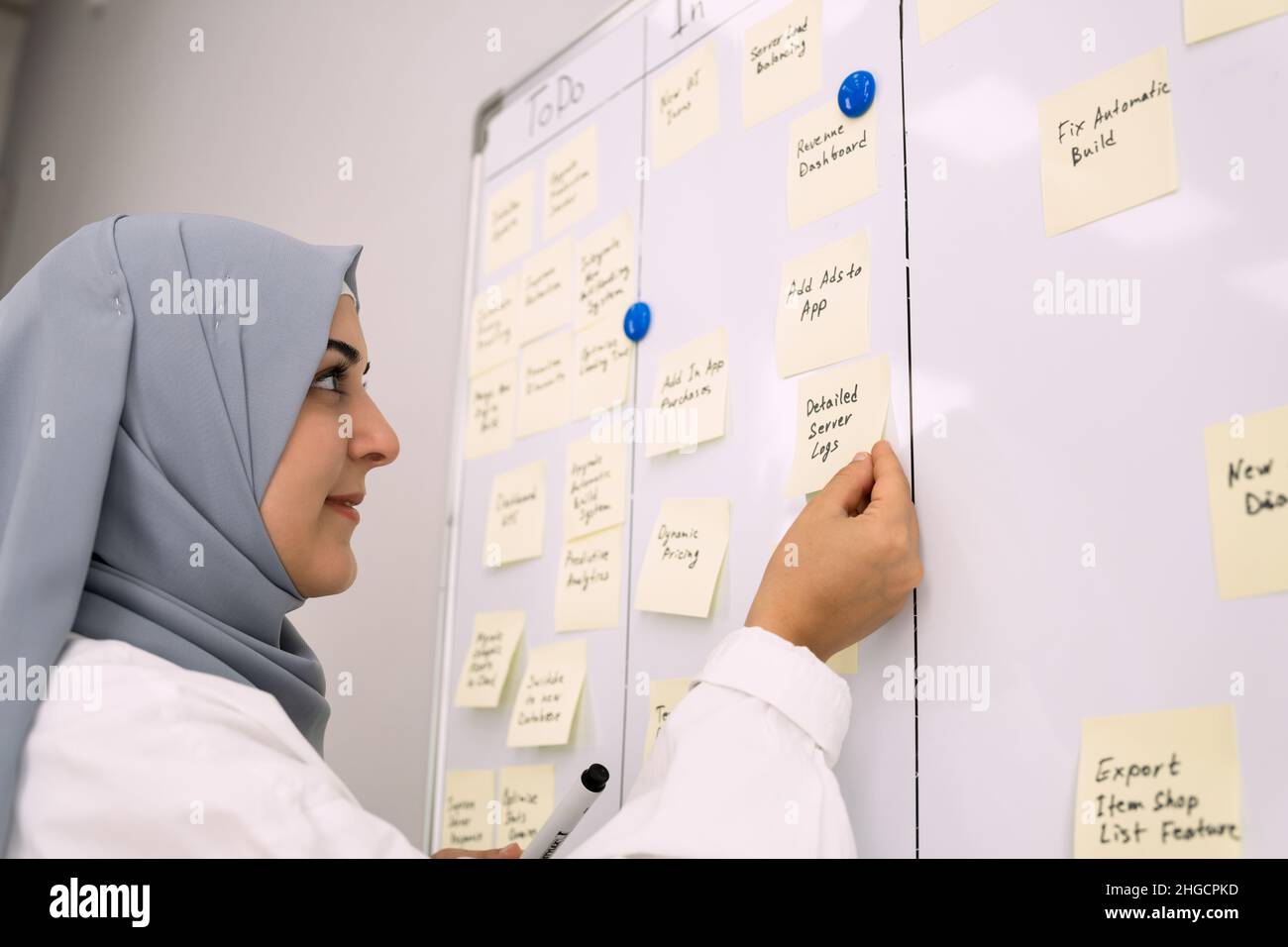 Kanban Business Board Sticky Notes On Wall In Office Stock Photo - Alamy