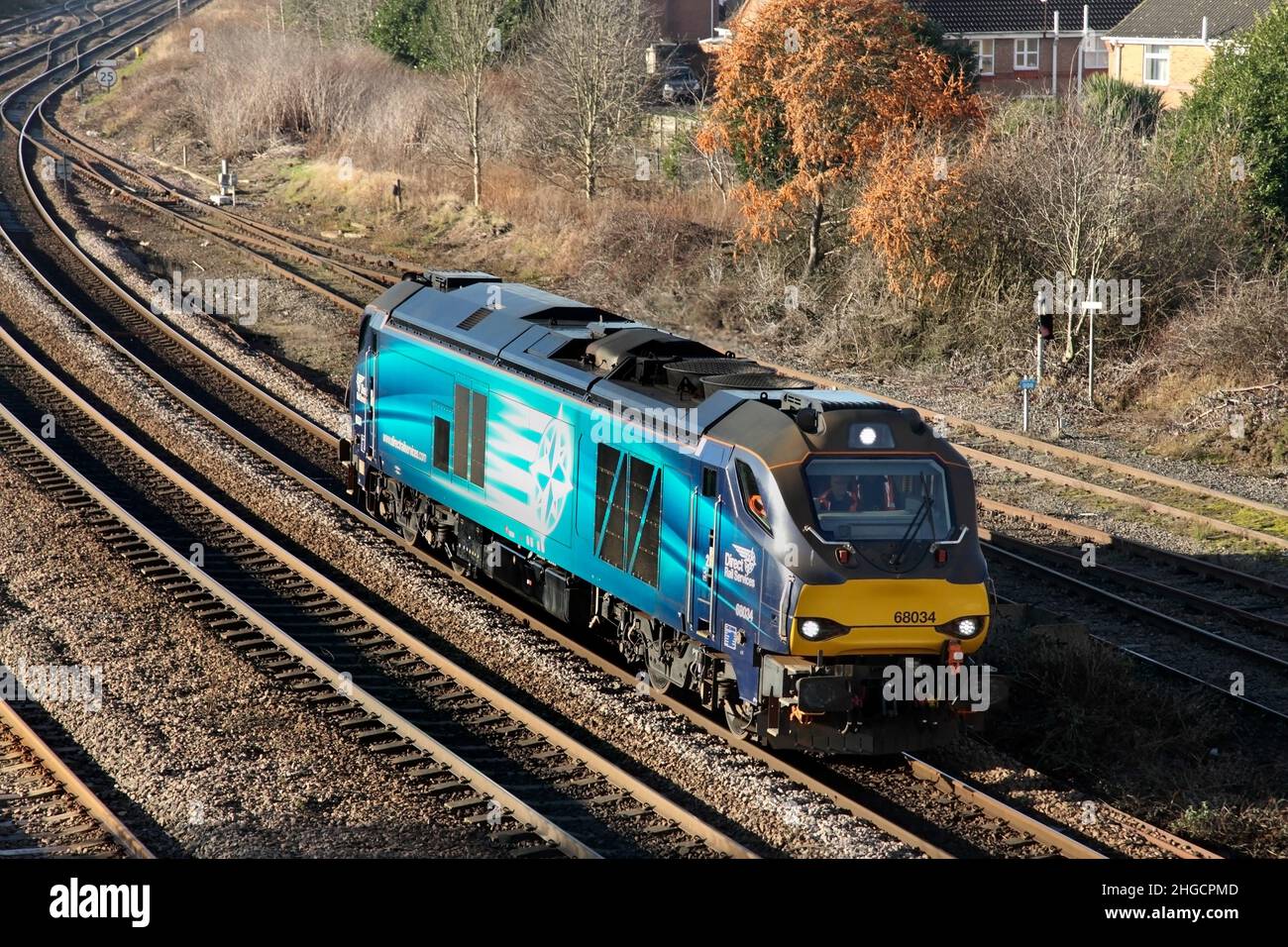 Direct Rail Services Class 68 loco 68034 forms the 1006 York to ...