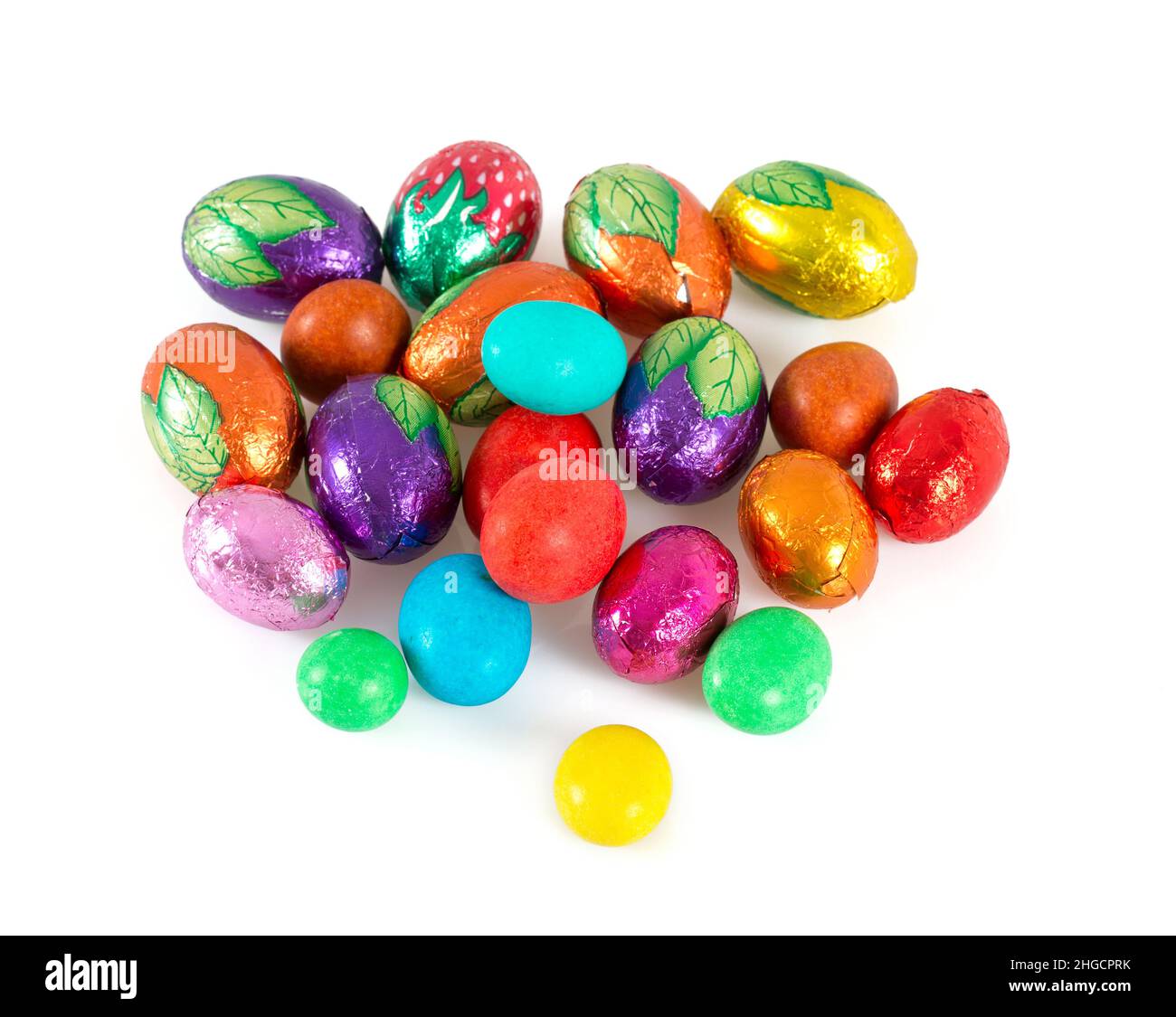 Easter candy eggs isolated on white background Stock Photo - Alamy