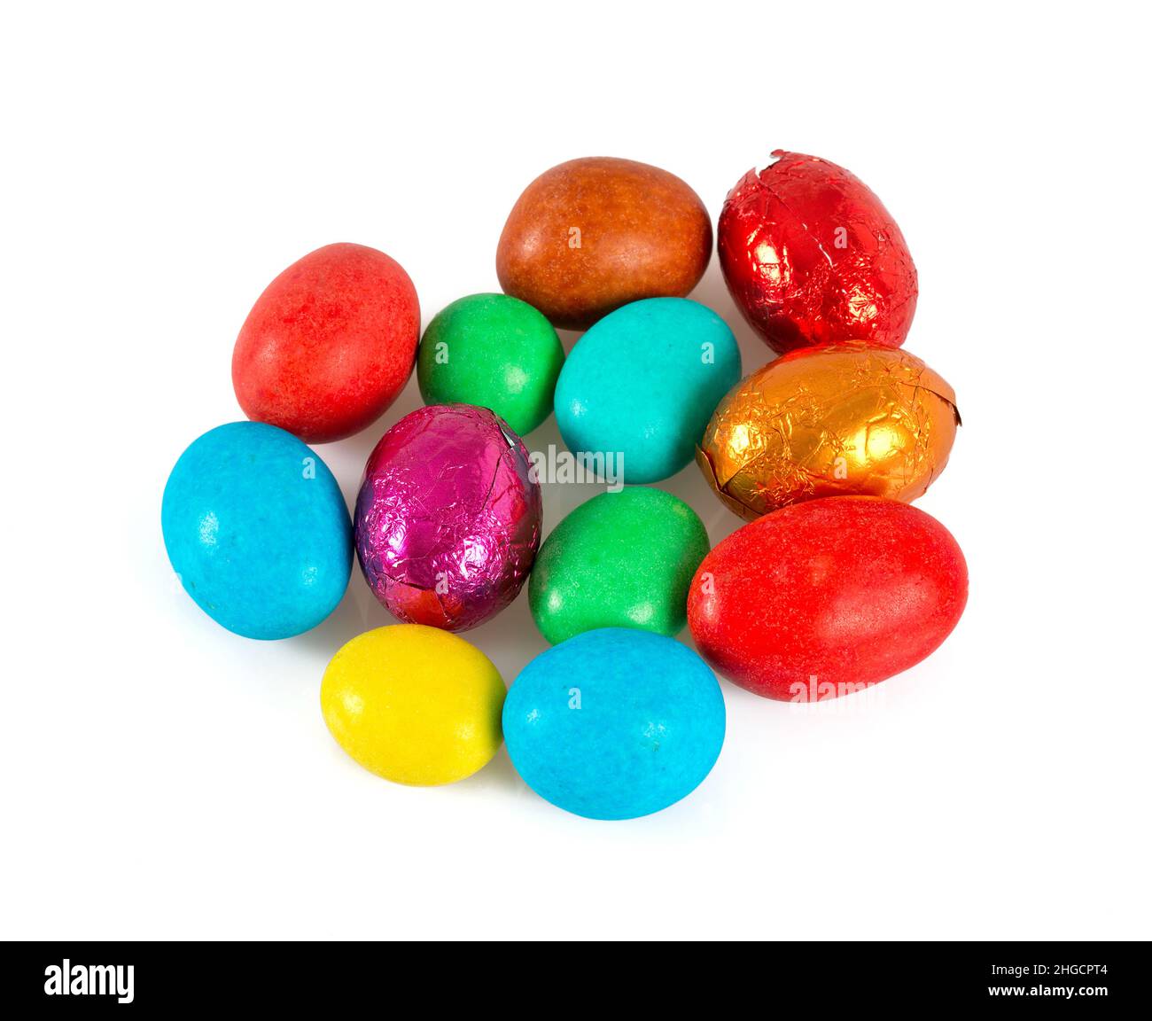 Easter candy eggs isolated on white background Stock Photo - Alamy