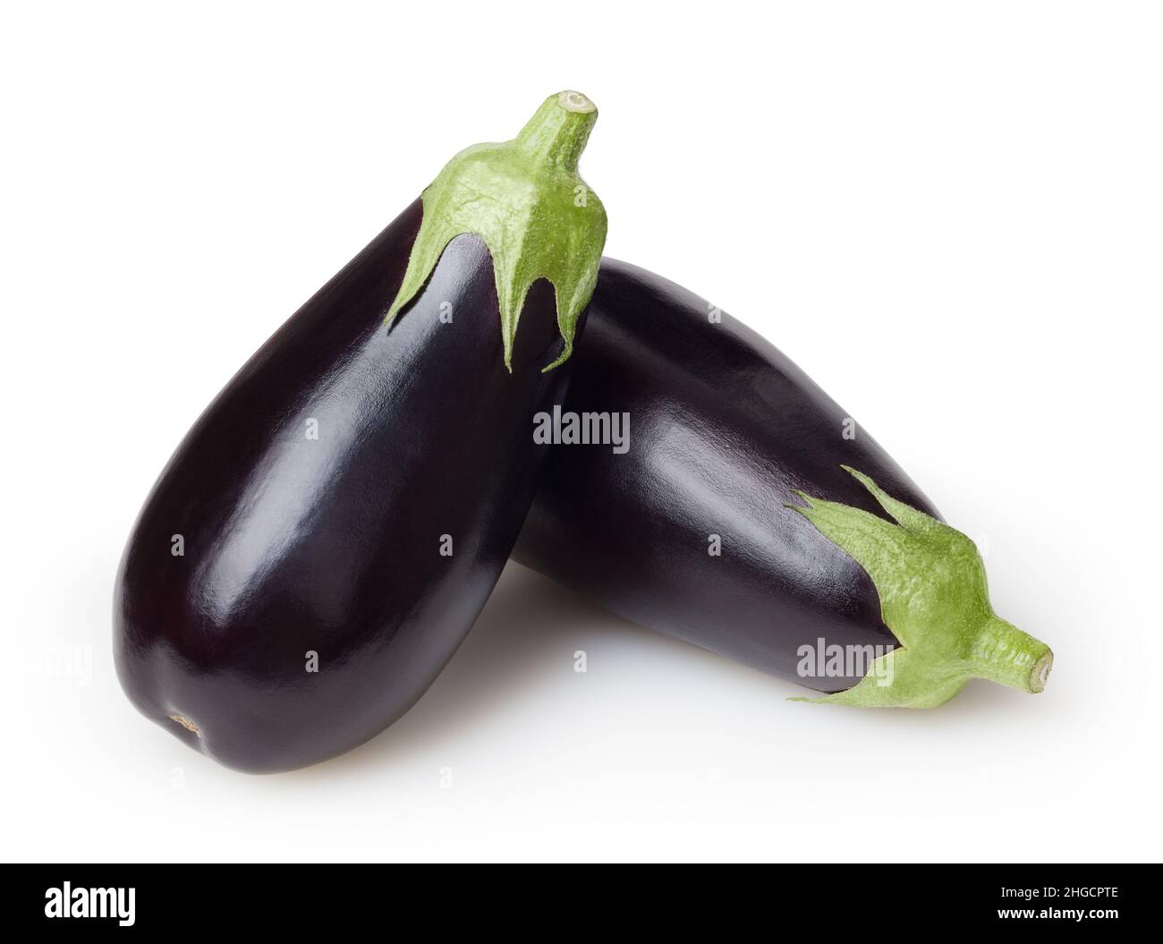 Fresh aubergines isolated on white background with clipping path Stock ...
