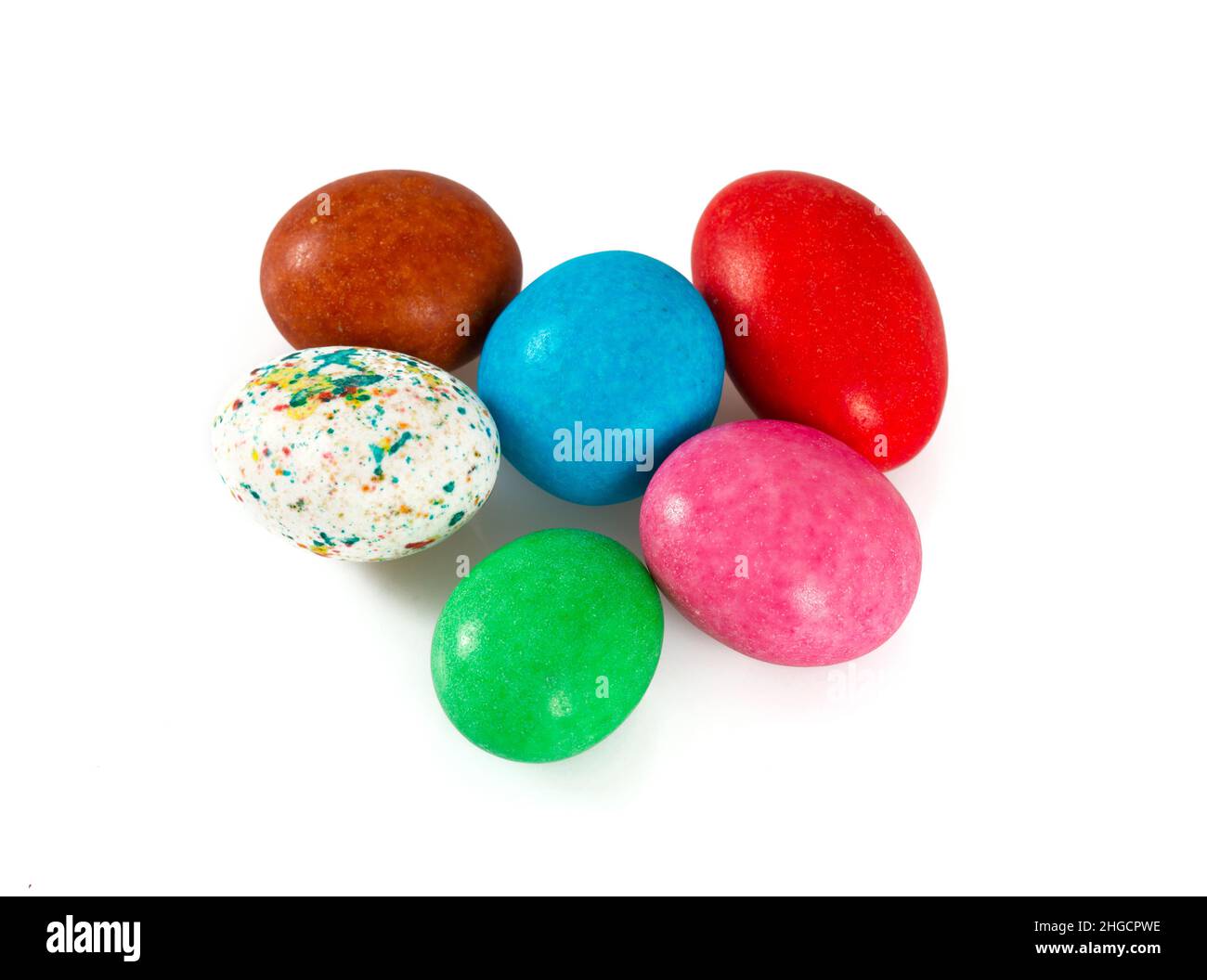 Easter candy eggs isolated on white background Stock Photo - Alamy