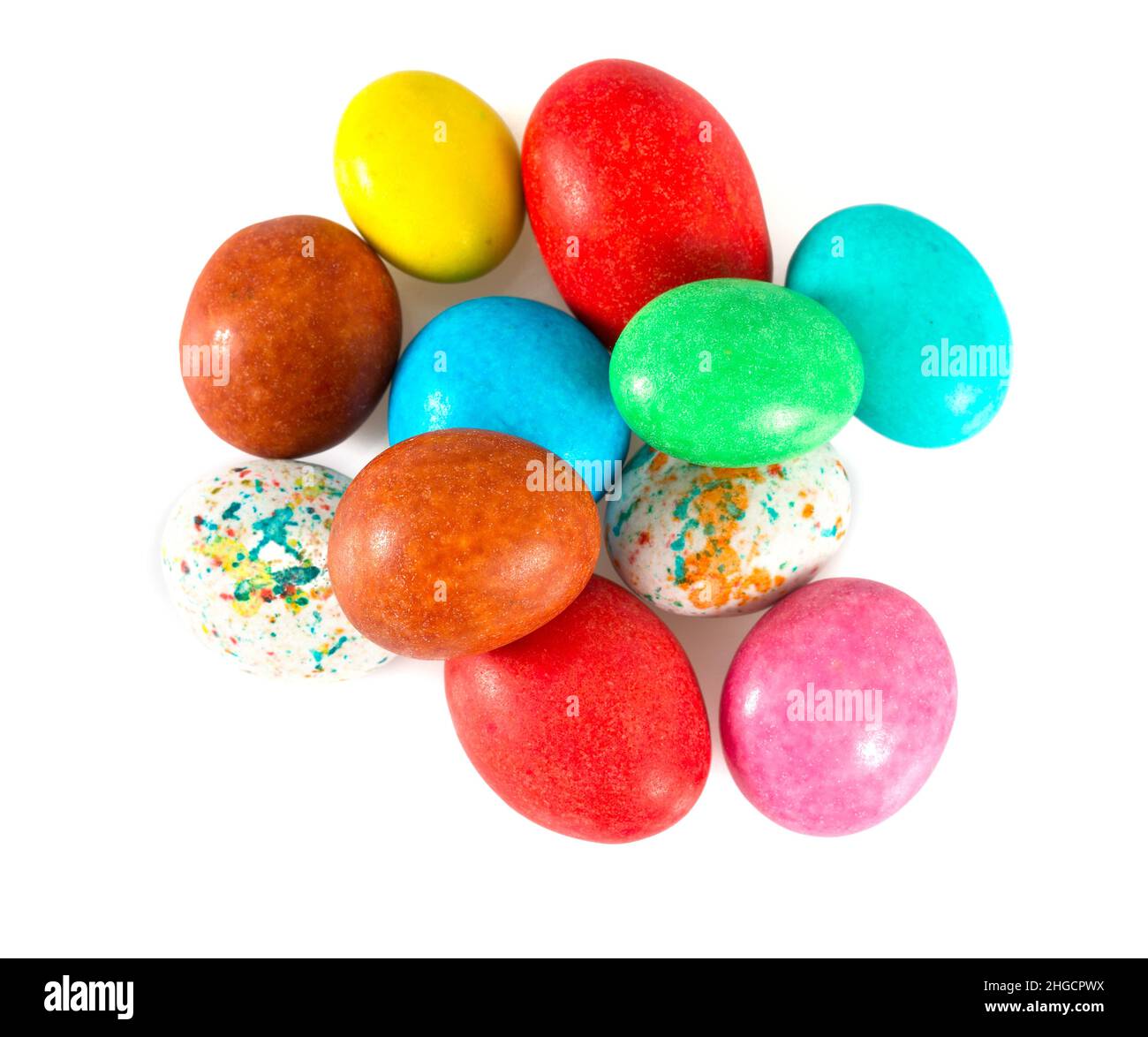 Easter candy eggs isolated on white background Stock Photo - Alamy