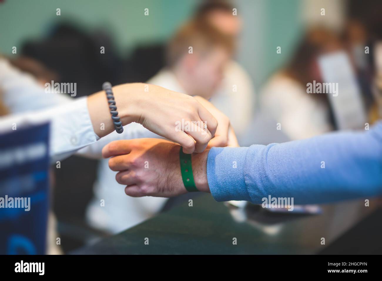 Process of checking in on conference congress forum event, registration ...