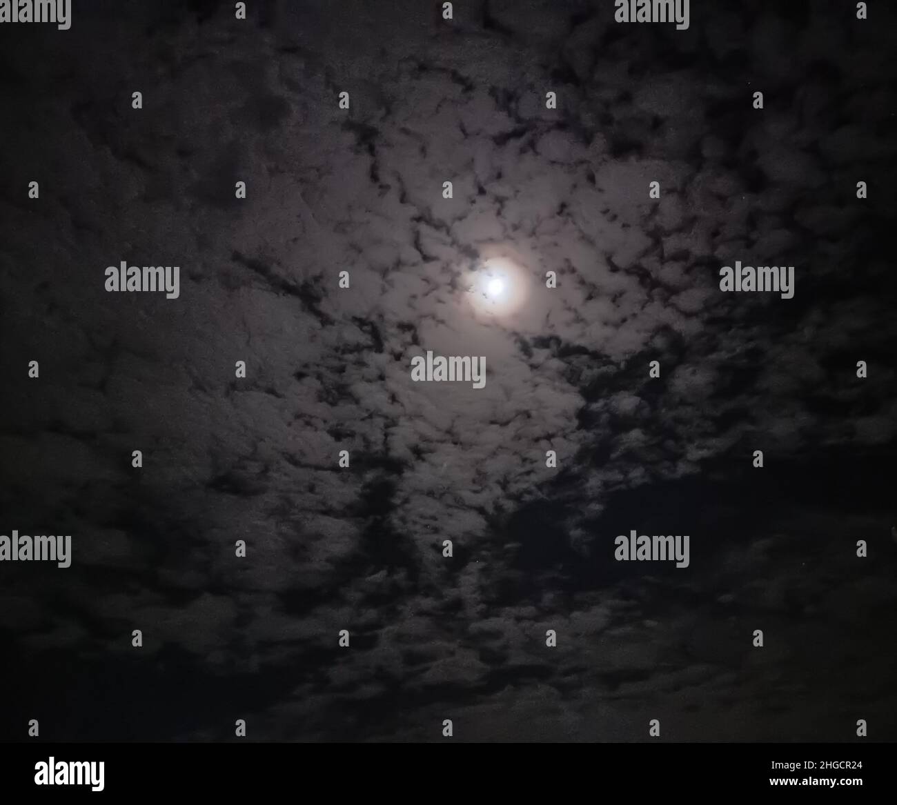 Cloudy Night Sky Full Moon