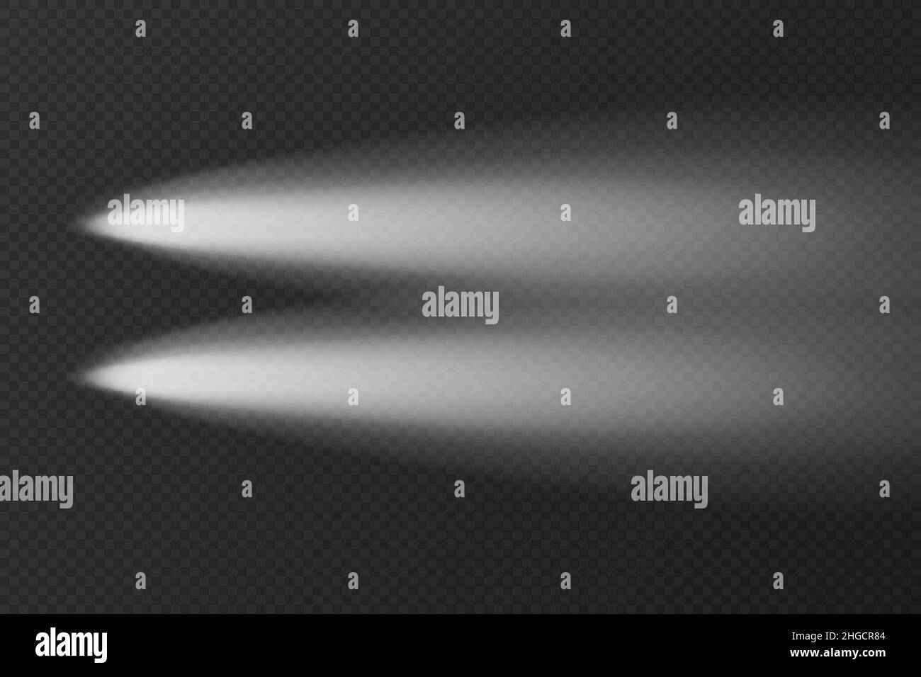 White transparent car head light top view on dark background. Vector ...