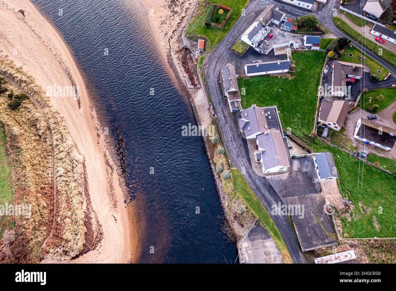 Aerial view of the village Inver in County Donegal - Ireland Stock ...