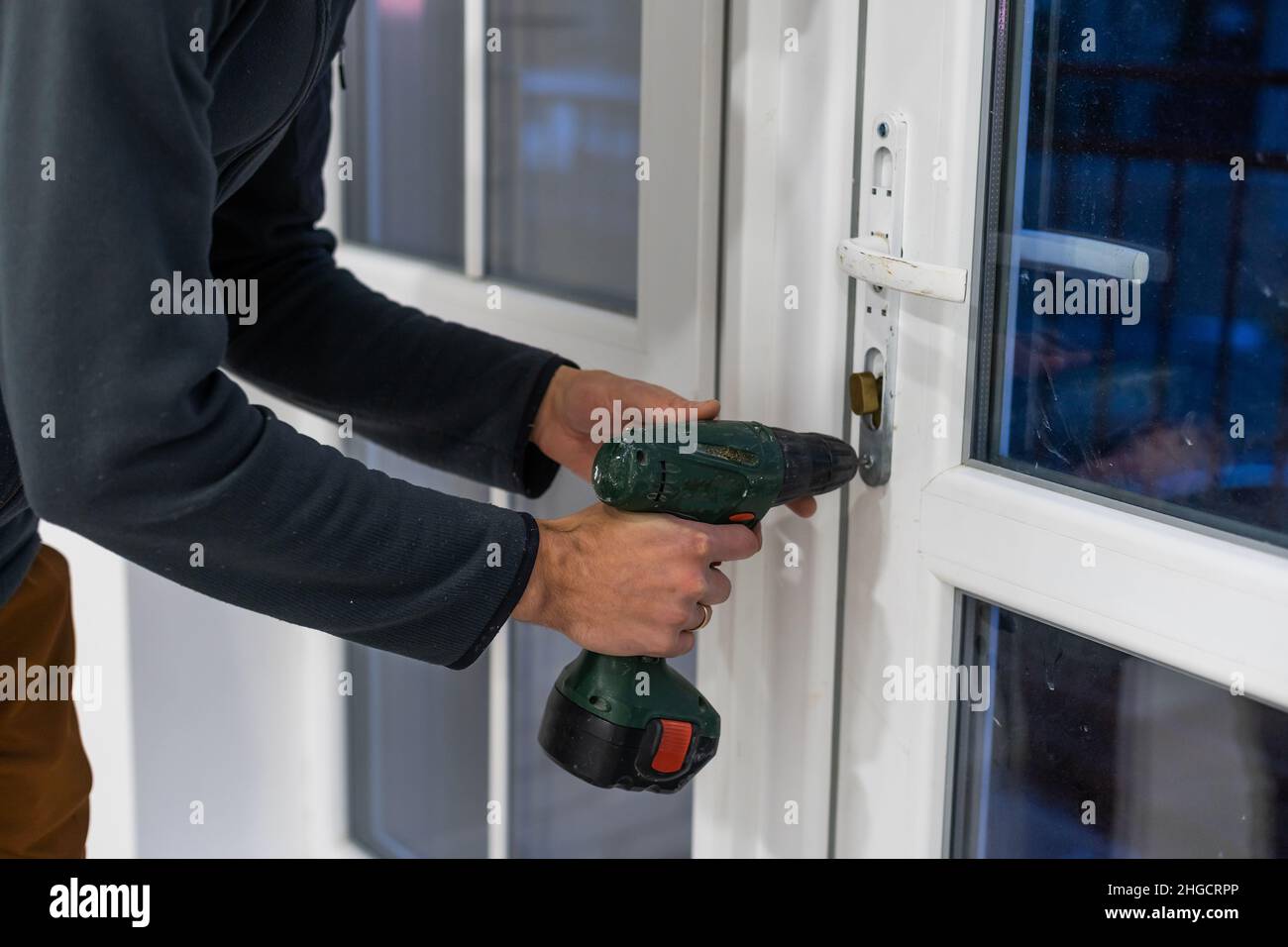 installing a window in the apartment. Almost assembled corner polyvinyl ...