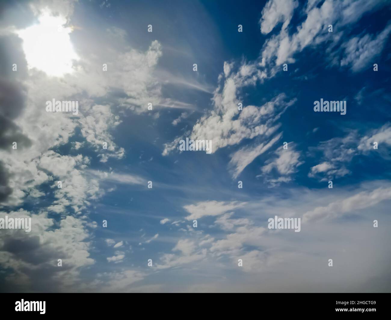 Beautiful Blue Sky With Sun Light Stock Photo - Alamy