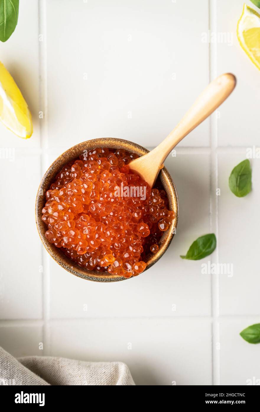 Natural red caviar from trout and salmon. A pure product, a delicacy ...