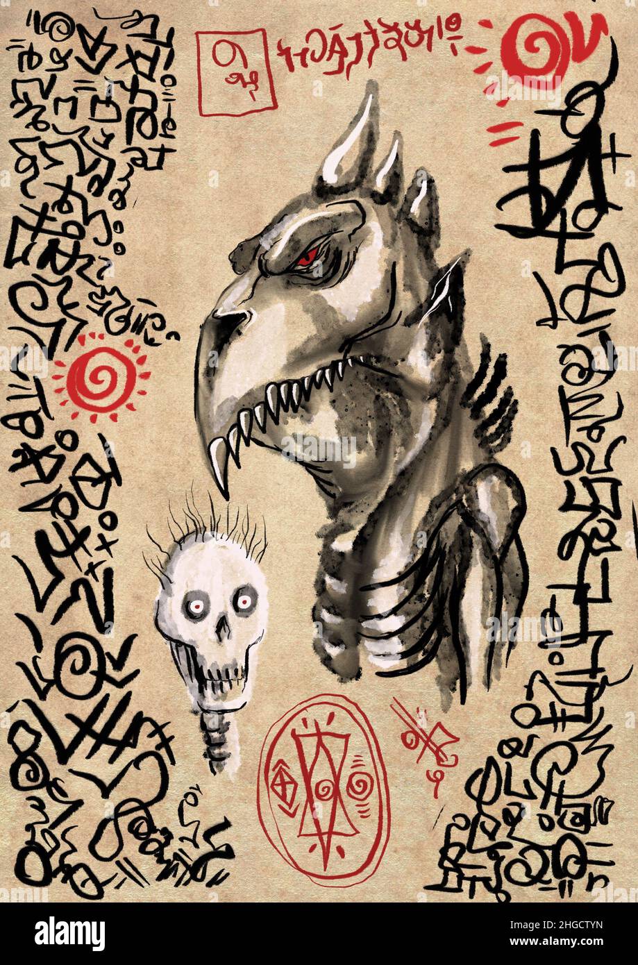 necronomicon book illustration Stock Photo - Alamy