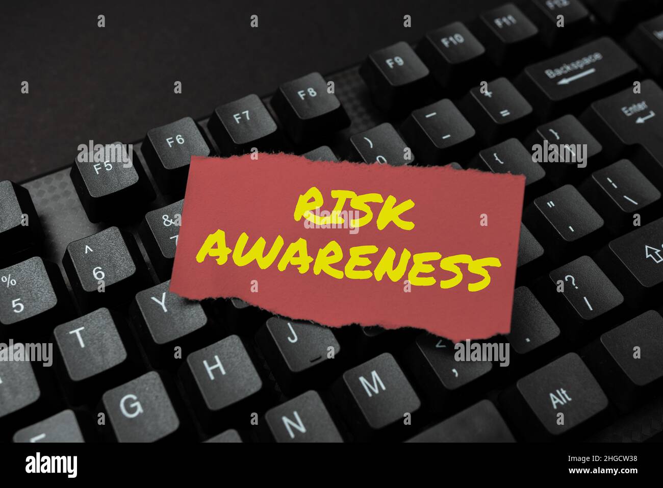 Hand writing sign Risk Awareness. Business showcase recognizing factors ...