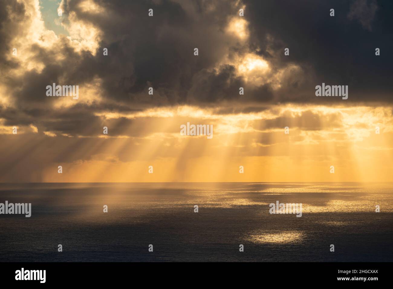 Beautiful cloudscape over the Atlantic Ocean on the coast of Madeira at ...