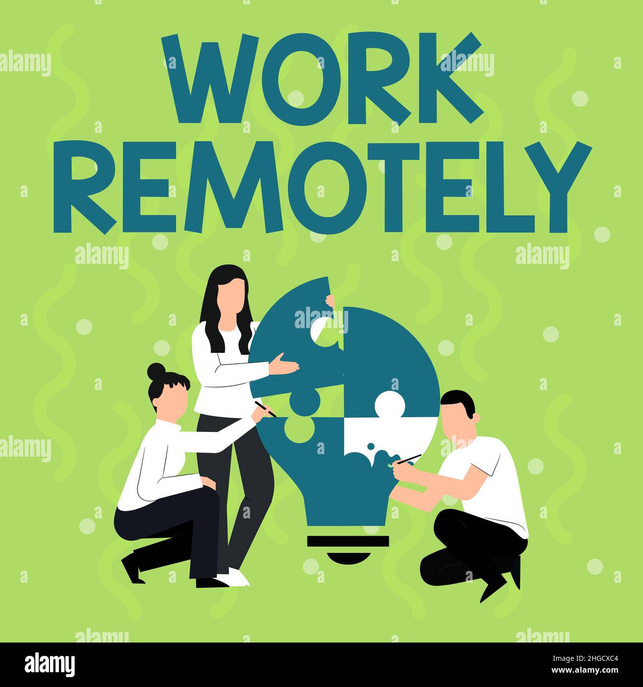 Hand writing sign Work Remotely. Business concept fresh working style ...