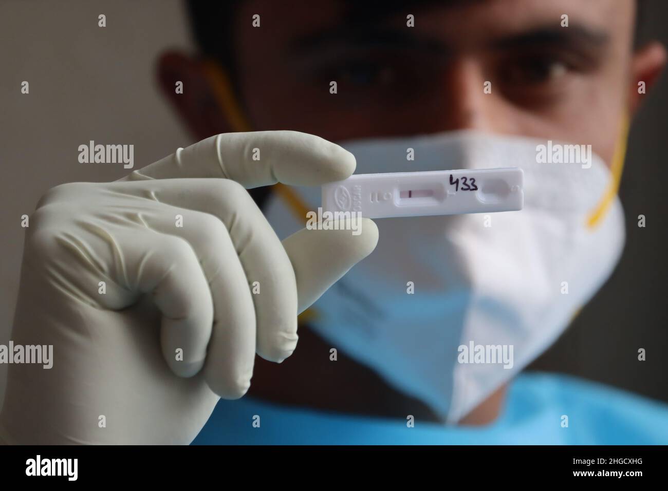 January 20, 2022, Poonch, Jammu and Kashmir, India: A health worker ...