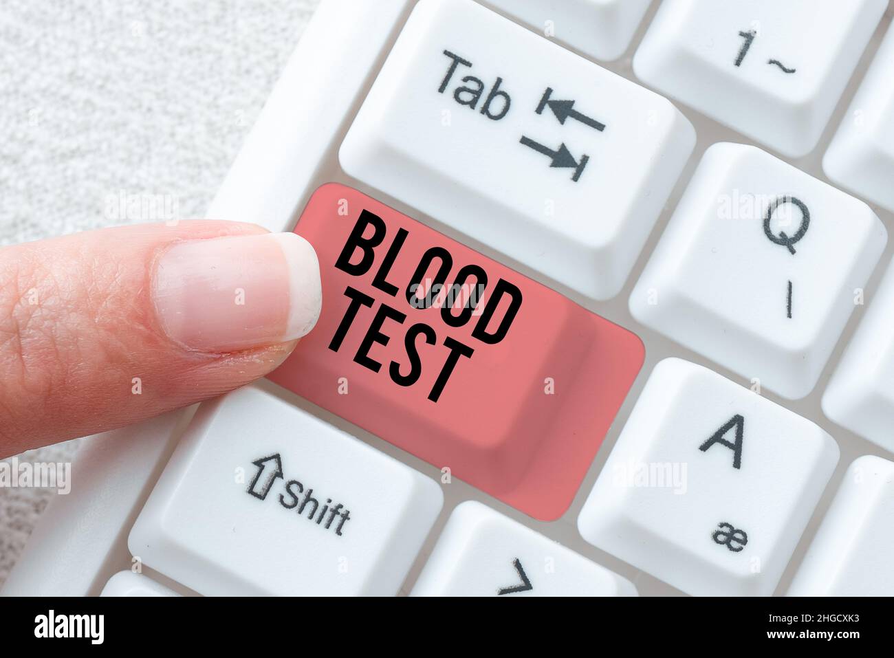 Text caption presenting Blood Test. Word for Extracted blood sample ...