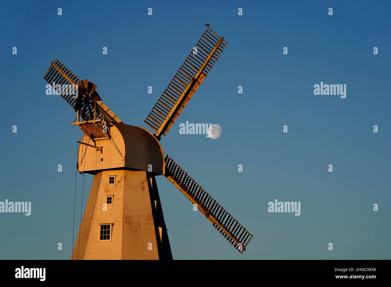 Willesborough Windmill, a white smock mill built in 1869 is bathed in ...