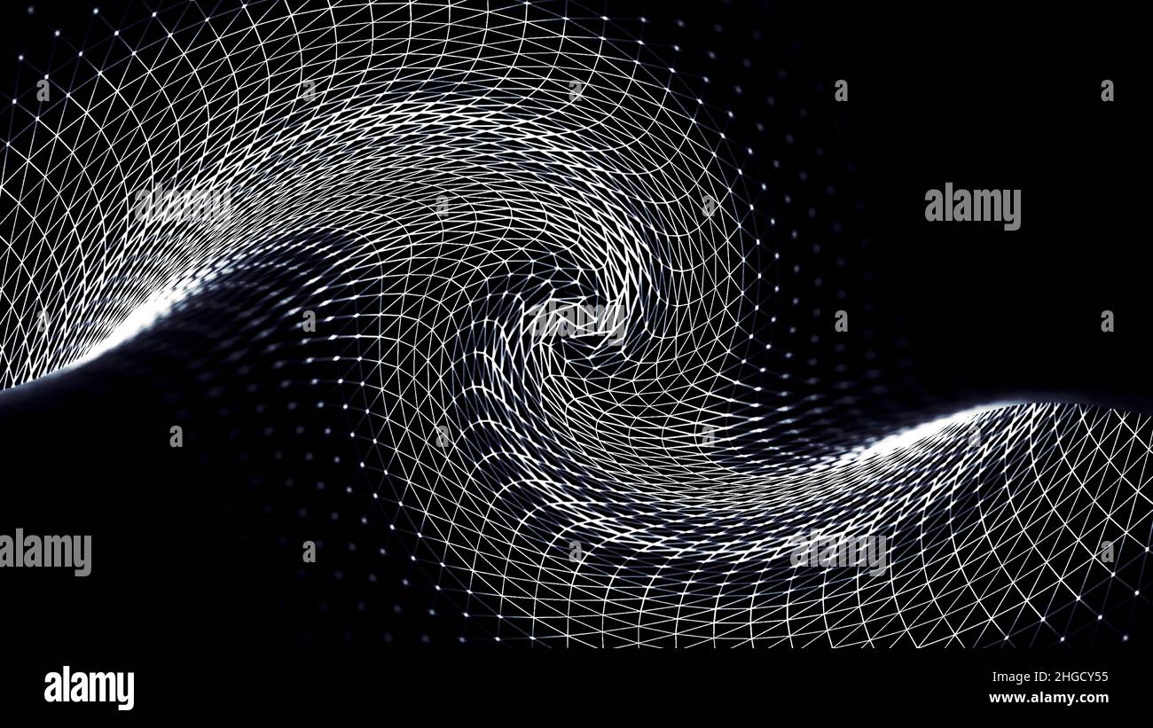 Waving abstract volume texture in endless motion rotating on black ...