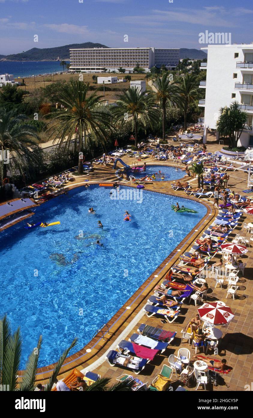 spain baleares ibiza playa d'en bossa mass tourisme Stock Photo - Alamy