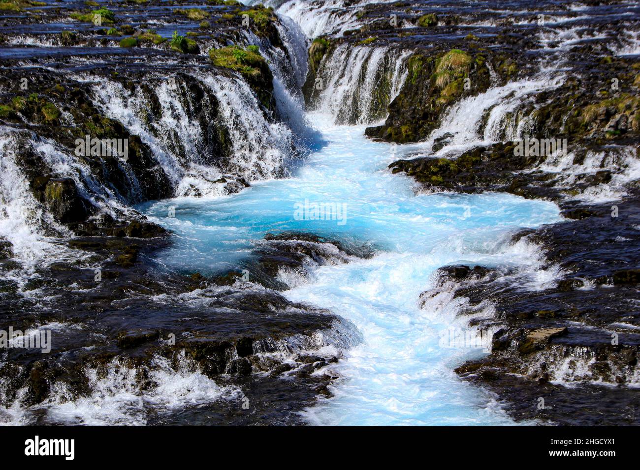 The beautiful blue Brúarfoss waterfall, Iceland Stock Photo - Alamy