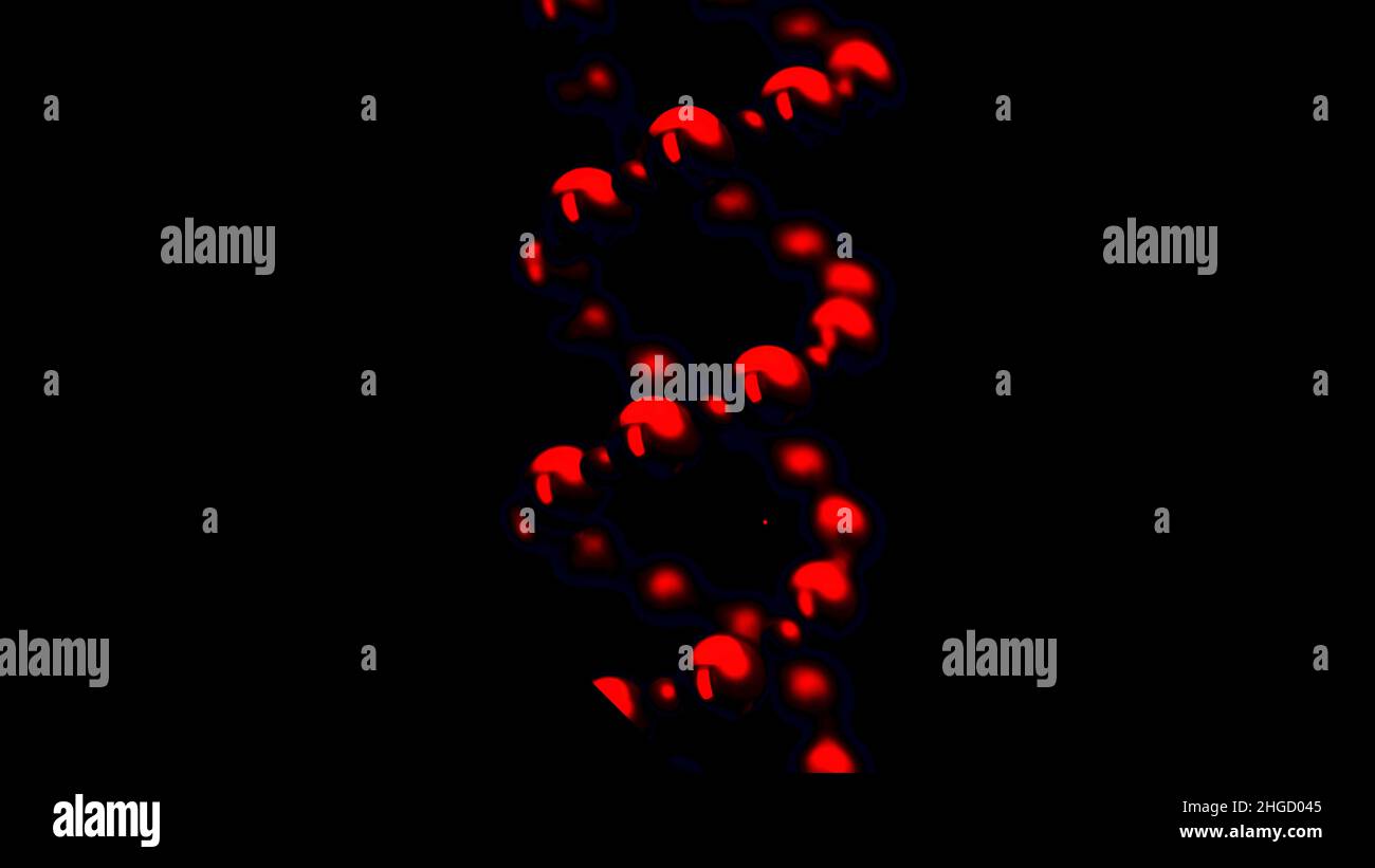 Abstract Dna Double Helix Of Dark Red Color Rotating On Black