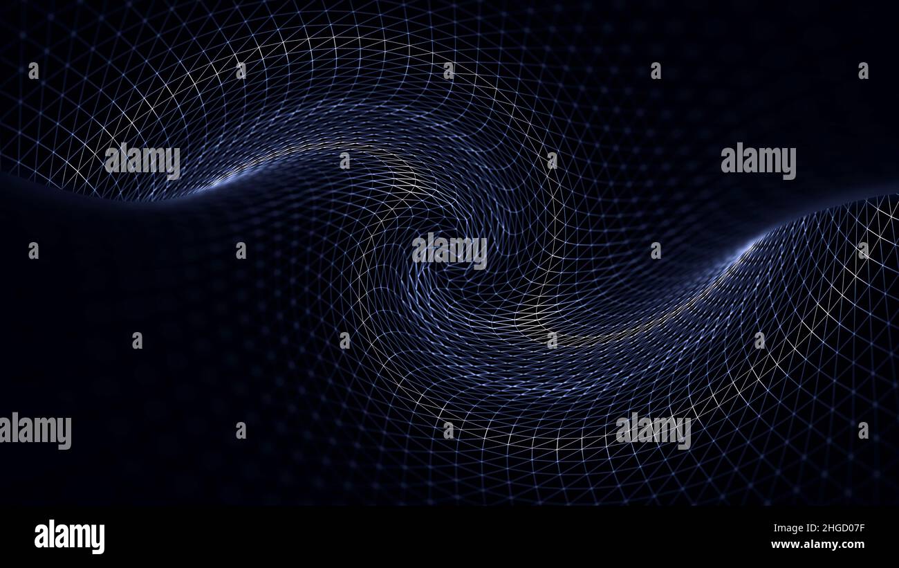 Waving abstract volume texture in endless motion on black background ...