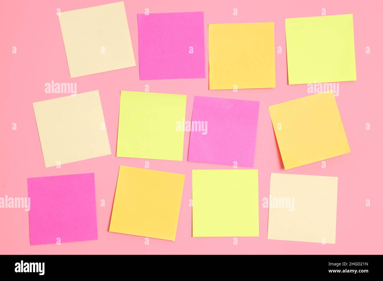 The picture of color sticky paper attrached on the color wall Stock ...