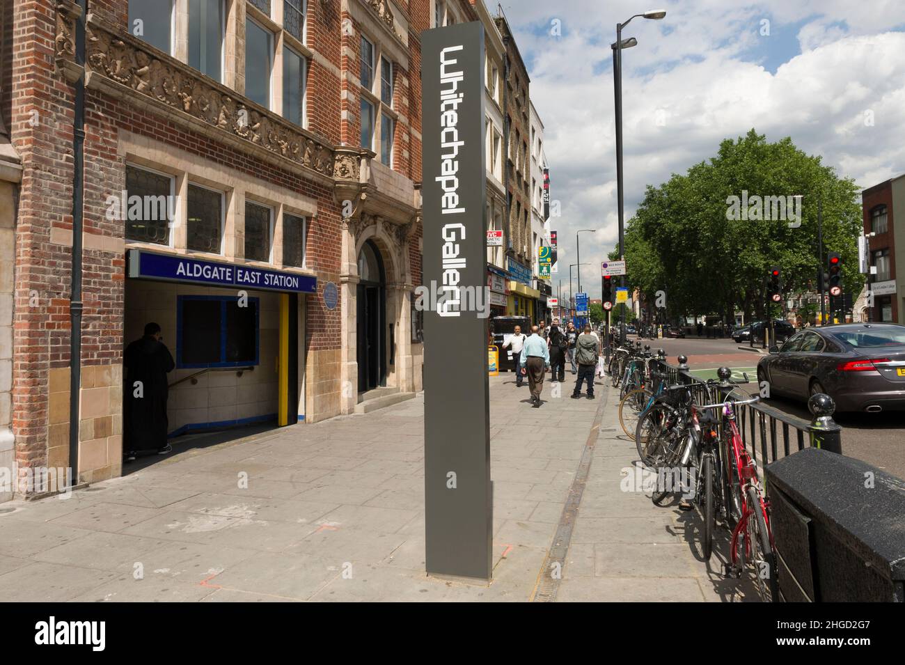 Whitechapel Gallery sign outside Aidgate East Tube Station, Whitechapel ...