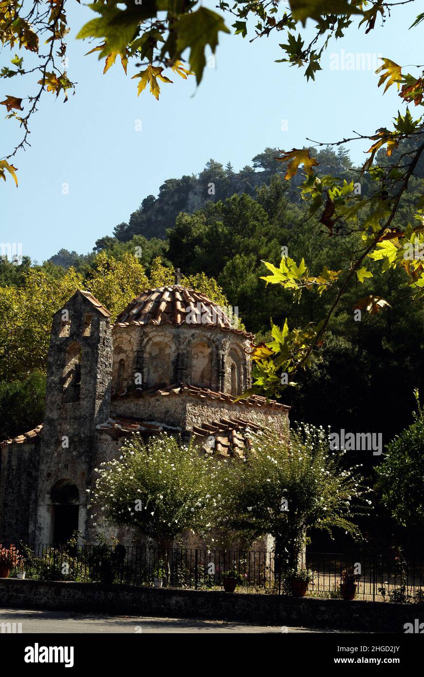 Greece Rhodes island Eleousa village and St Nicholas Foundouklis ...