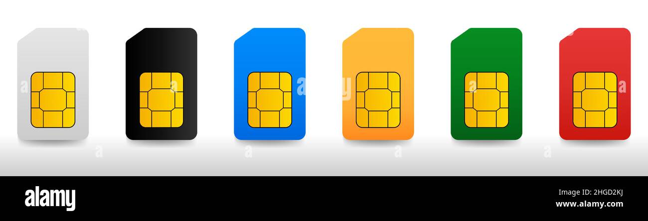 Set of color SIM cards. Design for mobile phone or smartphone. Vector ...