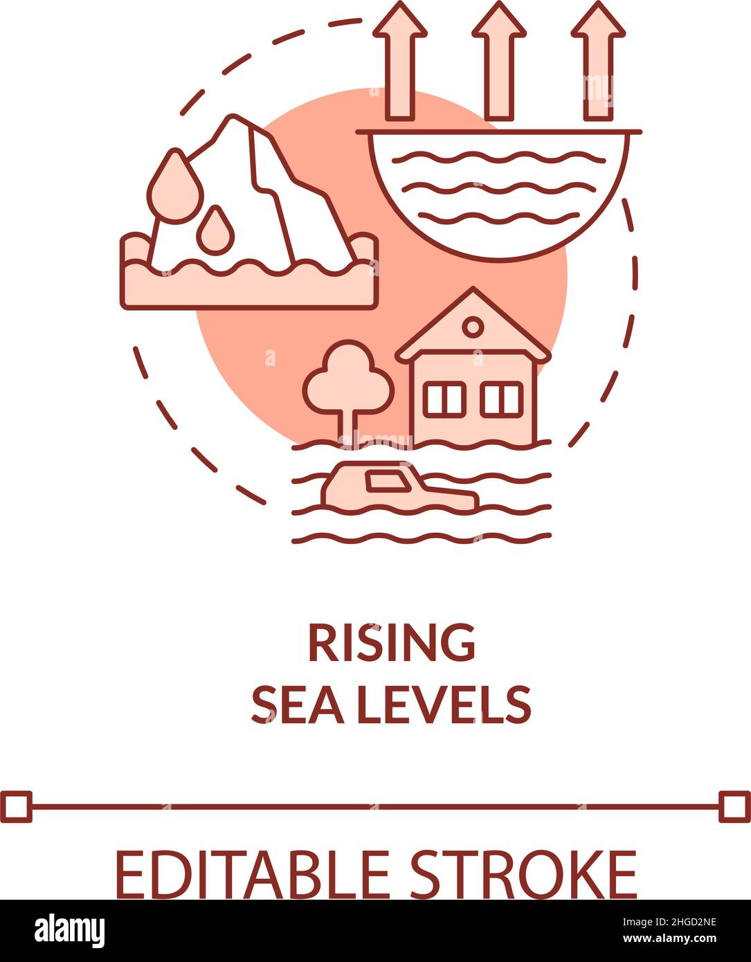 Rising sea levels red concept icon Stock Vector Image & Art - Alamy