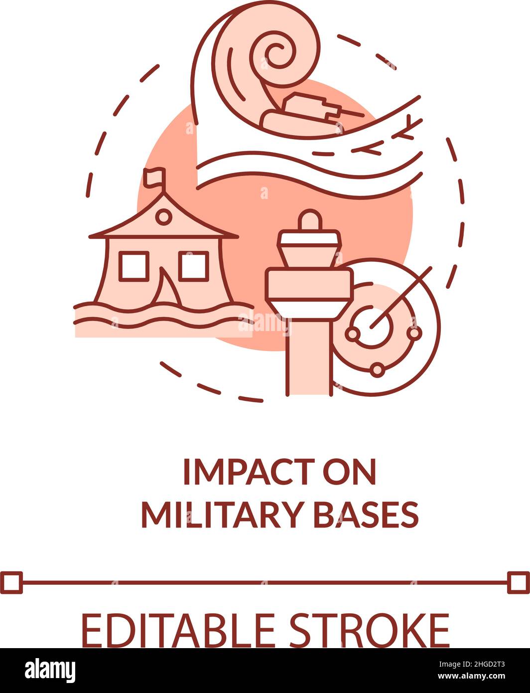 Impact on military bases red concept icon Stock Vector Image & Art - Alamy