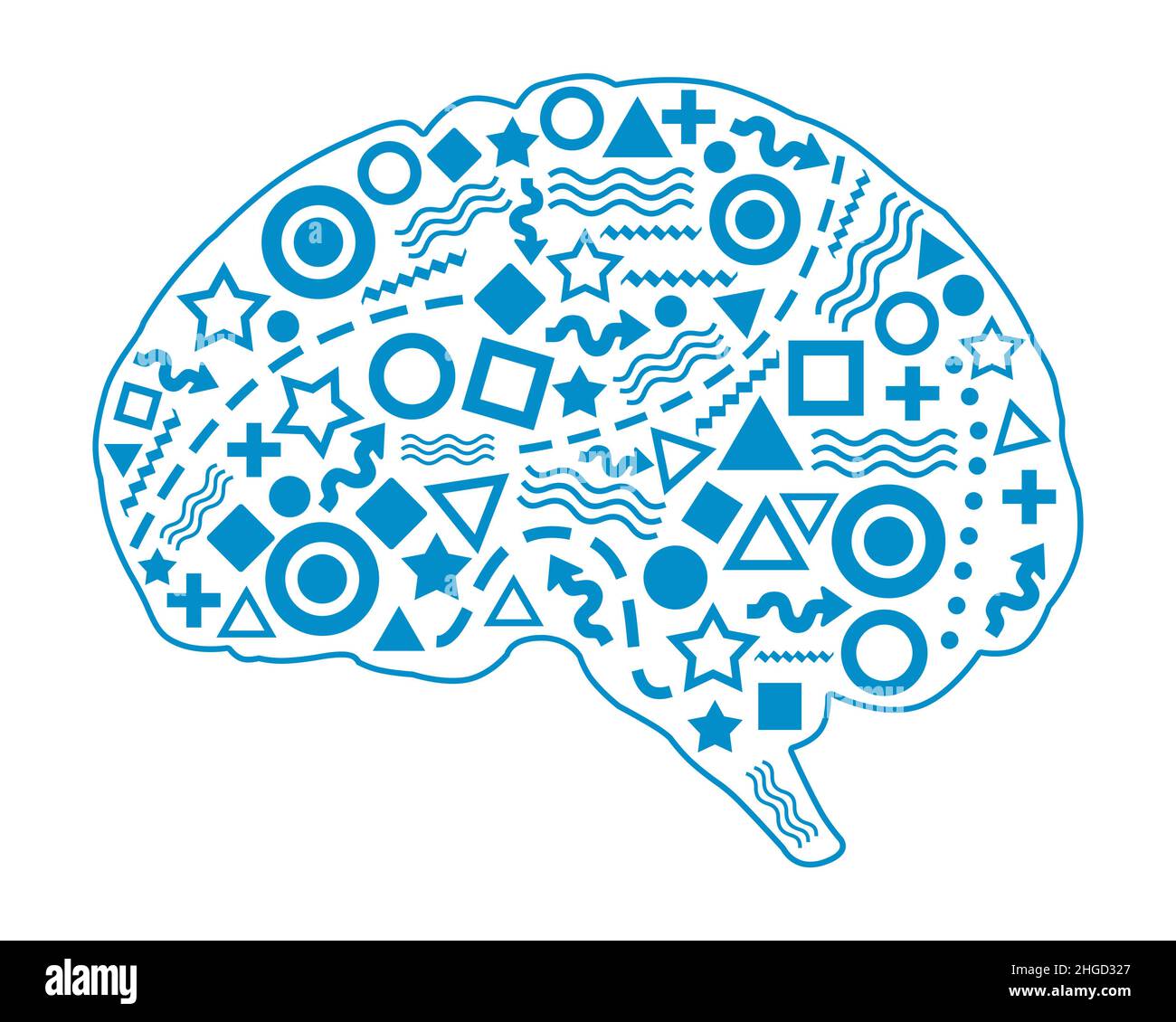 Brain Symbol Filled With Various Symbols Blue Stock Photo - Alamy