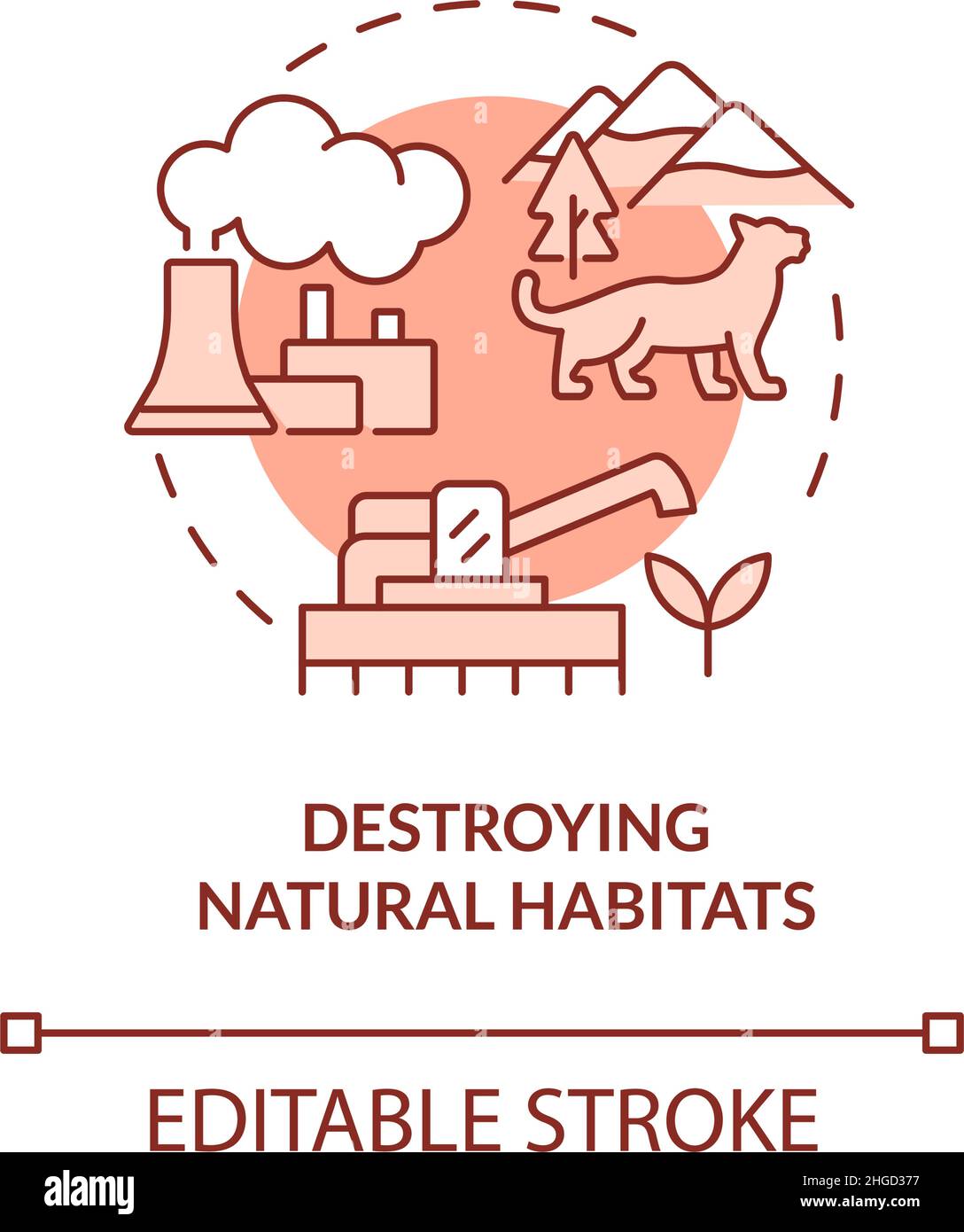 Destroying natural habitats red concept icon Stock Vector Image & Art ...