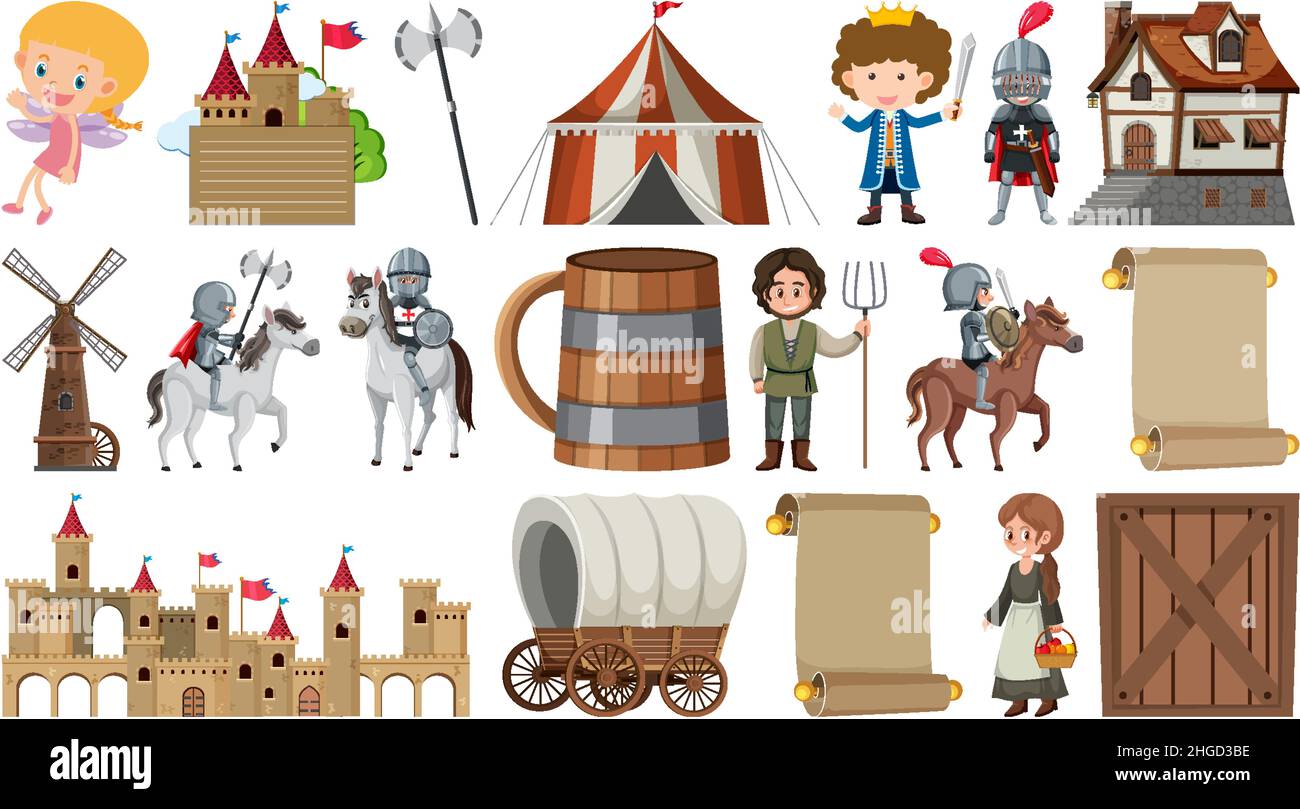 Set of fantasy cartoon characters illustration Stock Vector Image & Art ...