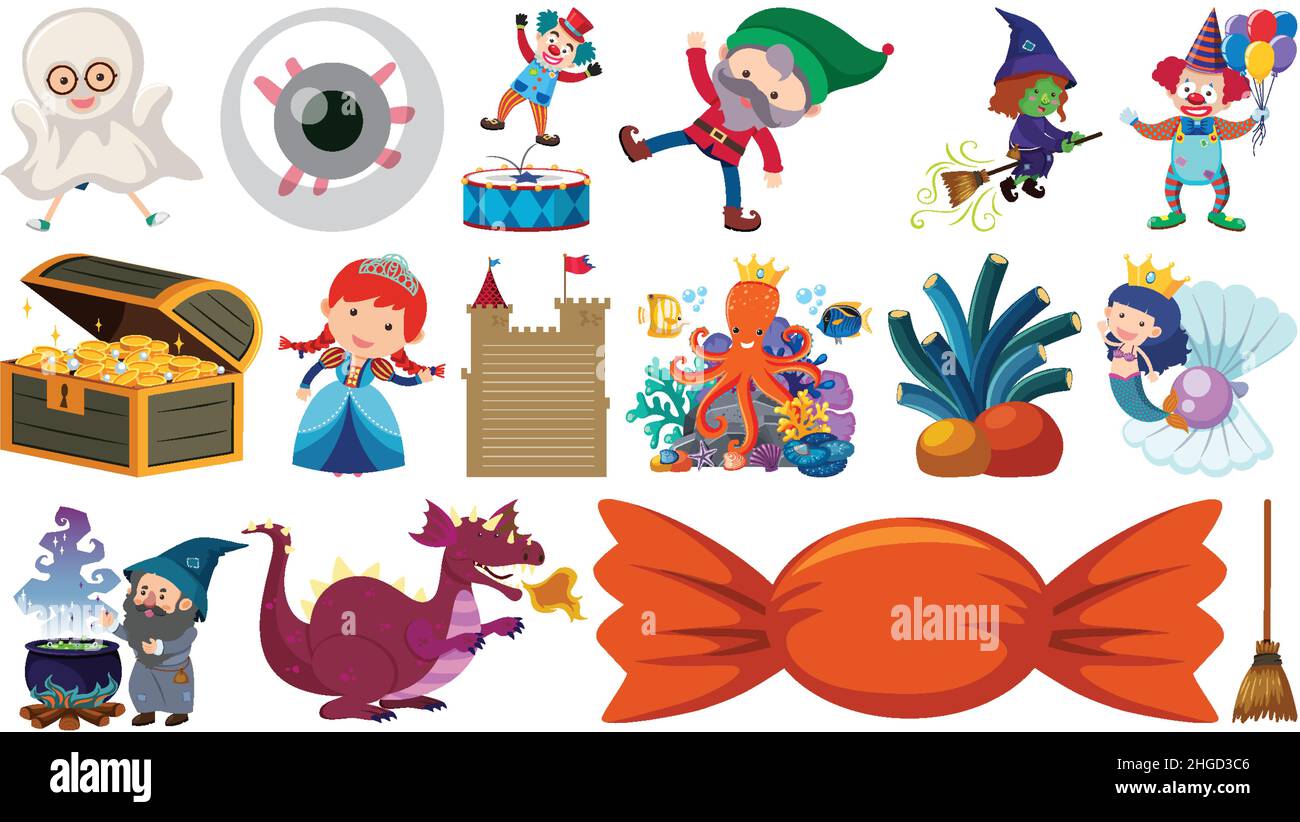 Set of fantasy cartoon characters illustration Stock Vector Image & Art ...