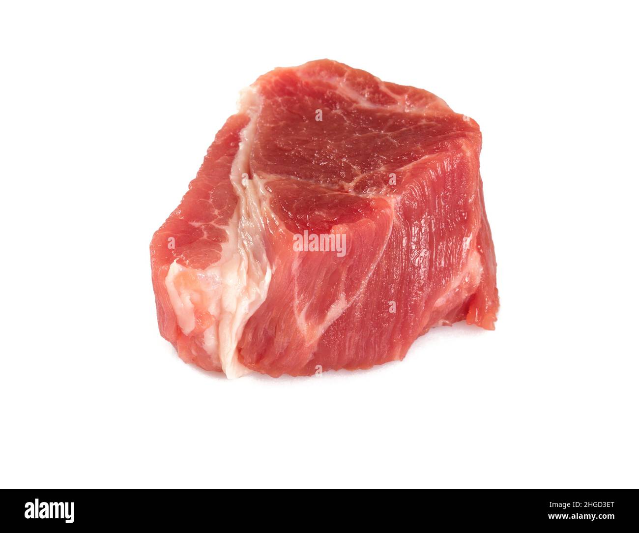 raw pork neck meat cut in pieces isolated on white Stock Photo - Alamy