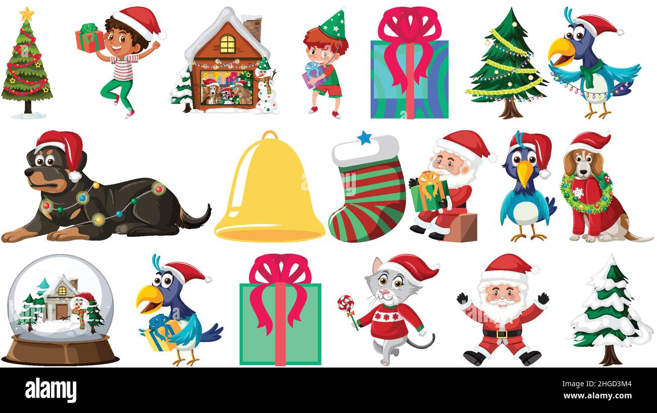 Isolated Christmas Objects And Elements Set illustration Stock Vector ...