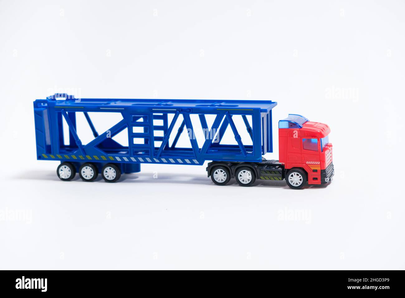 Toy car transporter with cars with place for text, copy space, for a ...