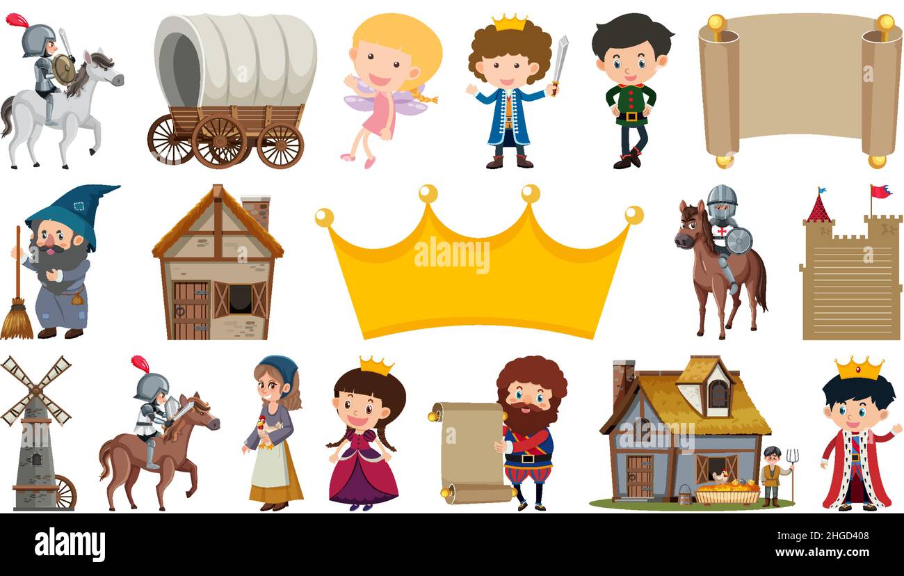 Set of fantasy cartoon characters illustration Stock Vector Image & Art ...