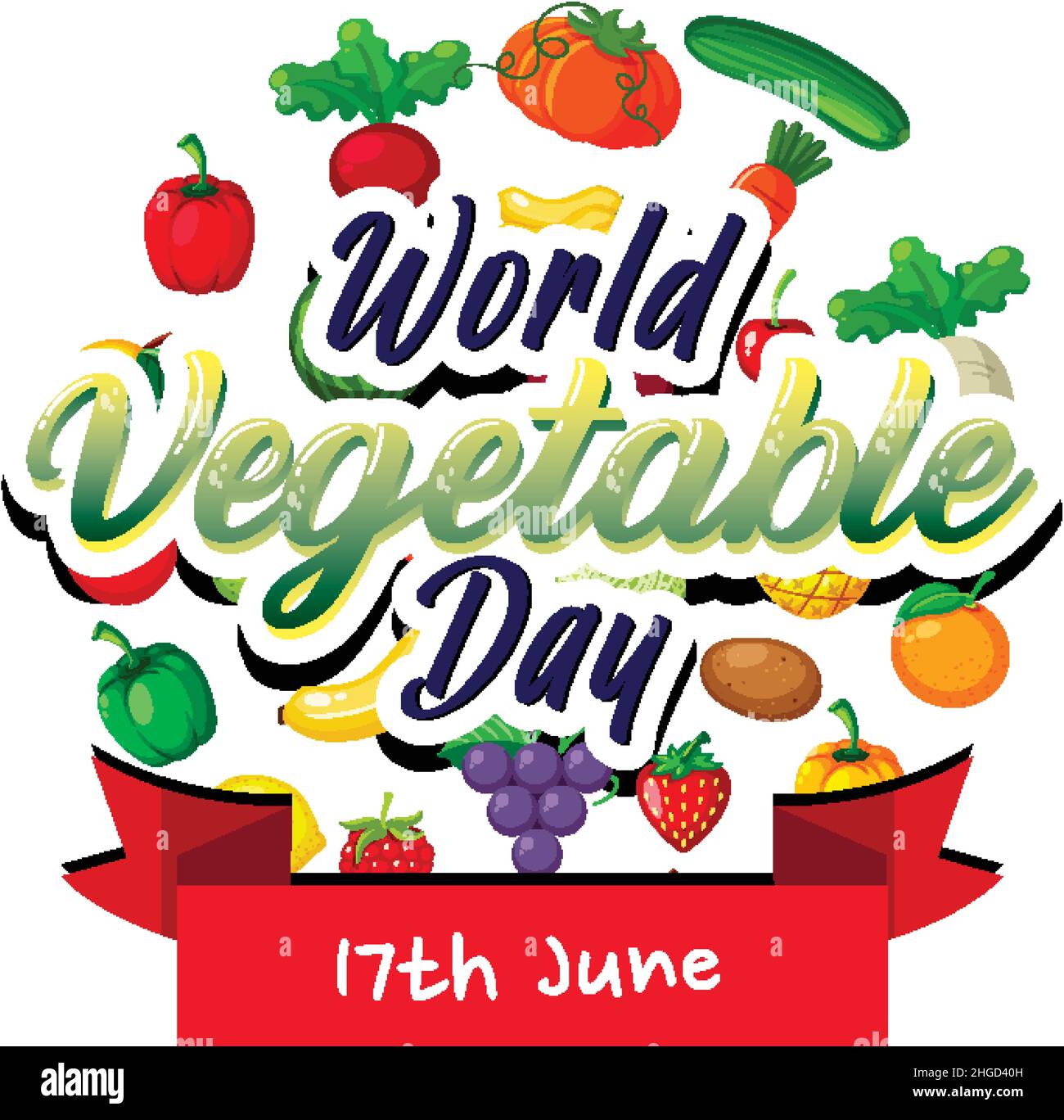 World Vegetable Day banner with vegetables and fruits illustration ...