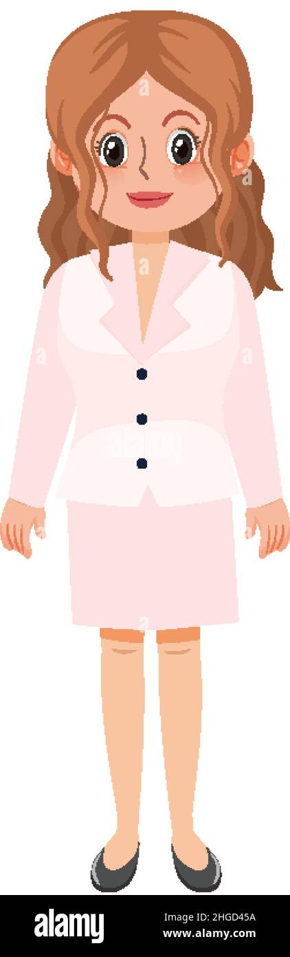 A secretary cartoon character on white background illustration Stock ...