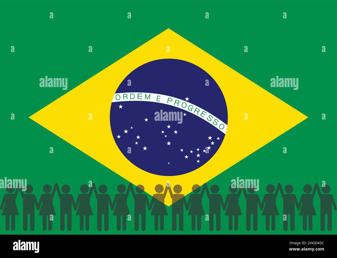 National flag of Brazil. The concept of protest, demonstration ...