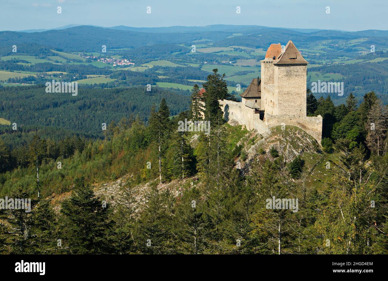 View of Kasperk castle from Pusty Hradek near Kasperske Hory,Plzen ...