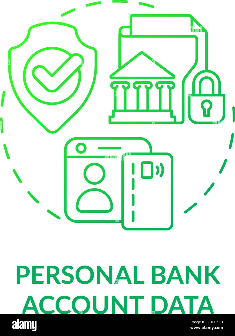 Personal bank green gradient account data concept icon Stock Vector ...